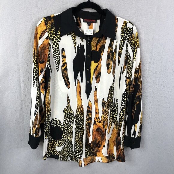 Mishca | Tops | Mishca Top Women Small Abstract Art To Wear Sheer Bold ...